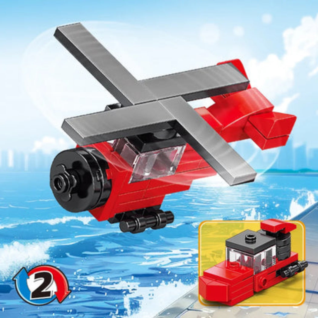 Fire Rescue chopper Building Block – Green Evolve